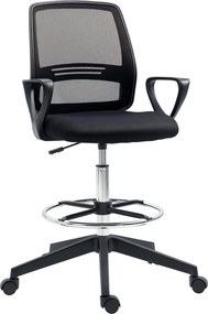Ergonomická kancelářská židle Vinsetto s područkami a nastavitelným opěrátkem nohou, výškově nastavitelná otočná židle s čalouněním z prodyšné síťovin