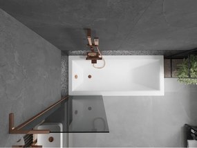 Mexen Next L, 1-křídlová vanová zástěna 60 x 150 cm, 6mm šedé sklo, růžové zlato profil, 895-060-000-03-40-60