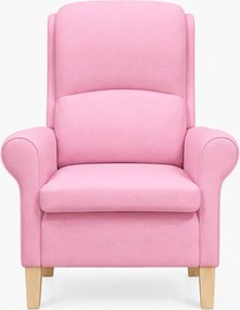 relaxační křeslo, odpočinkové, ušák, dřevo/textil, 101x95x75 cm, přírodní/růžová, Dekorino KR20260044