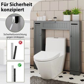 Costway Police nad WC Samostatně stojící koupelnová skříňka s nastavitelnými