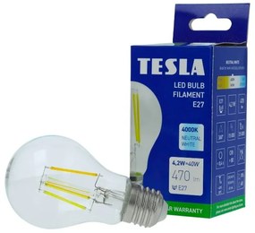 TESLA BL270440-1 - LED Filament Retro Bulb žárovka E27, 4,2W, 470 lm, 4000K, čirá