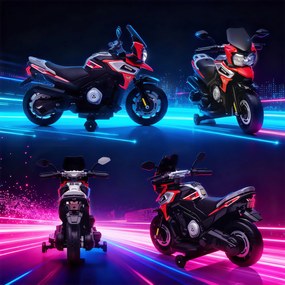 AIYAPLAY Elektro-motorka pro děti od 18 do 36 měsíců, vozidlo na ježdění, pomocná kolečka, světla, hudba, plast, ocel, červená