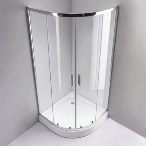 BPS-koupelny Čtvrtkruhový sprchový kout HYD-RK94C 100x100 cm chrom/transparent + vanička HYD-RSV-SXL01A bílá