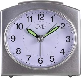 JVD Šedivý ručkový netikající budík s plynulým chodem (ciferník hodinek) JVD SRP8603.2