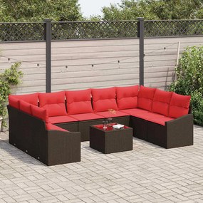 Set pohovek 10 ks Hnědá polyratan 3346894
