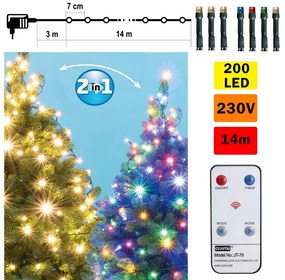 FK technics | LED Vánoční řetěz s dálkovým ovladačem 200xLED/230V IP44 | FK0189