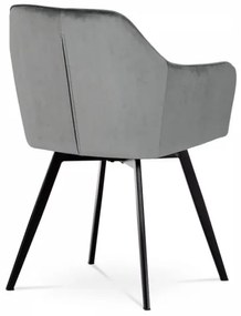 Jídelní židle šedá sametová látka, kovové nohy, černý matný lak DCH-425 GREY4