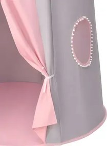 KIK Dětský stan na hraní Hrad šedo-růžový / Skládací / Výška 155 cm /