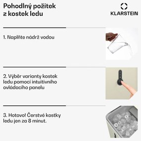 Klarstein Výrobník kostek ledu ChillOut, 12 kg/den, 9 kostek ledu za 8 minut, 120 W, nádržka na vodu