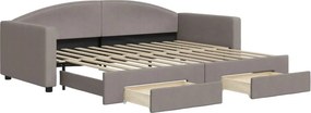 Válenda s přistýlkou a zásuvkami taupe 90 x 200 cm textil 3197227