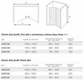 Mereo Mereo, Sprchové dveře, Lima, zalamovací, chrom ALU, sklo Point 6 mm, CK80112K