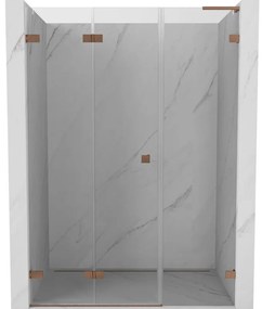 Mexen Lunar-F L sprchové dveře skládací levé 150 cm, transparentní, kartáčovaná měď - 836SL-150-050-65-00-L
