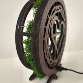 Dřevěná LED lampa s mechem - Srdce a Kříž I SENTOP LED0582-ORECH-WENGE