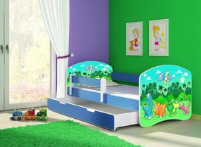Dětská postel - Dinosaur 2 160x80 cm + šuplík modrá