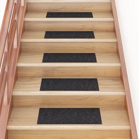 Samolepící nášlapy na schody obdélníkové 15 ks 60 x 25 cm černé - Default Title