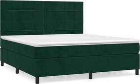 Box spring postel s matrací tmavě zelená 160x200 cm samet 3143034