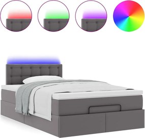 Osmanská postel s matracemi &amp; LED šedá 120x190cm umělá kůže 3312145