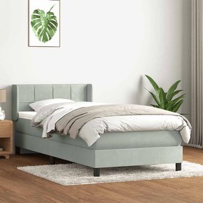 Box Spring Postel s matrací Světle šedá 90x220 cm Samet 3318141