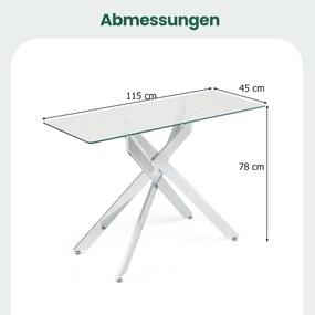 Costway Moderní skleněný stůl s deskou z čirého tvrzeného skla a robustními