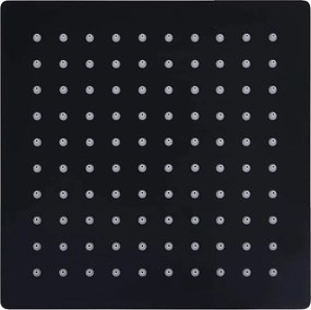 Dešťová sprchová hlavice nerezová ocel 20x20 cm čtvercová černá 147695