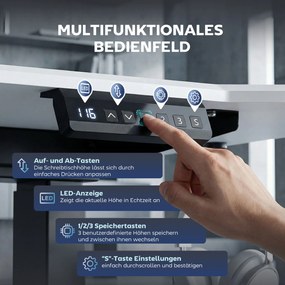 HOMCOM Elektrický rám psacího stolu, výškově nastavitelný, s paměťovou funkcí, ocel, černý