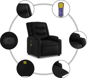 Elektrické zvedací masážní polohovací křeslo černé umělá kůže 3206563