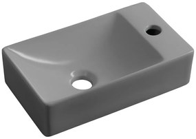 Sapho Sapho, MARGITHA keramické umyvadlo 38x22cm, otvor pro baterii vpravo, šedá, MGT3822GR