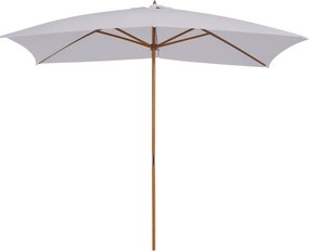 Zahradní slunečník Outsunny 295x200 cm s dřevěným sloupem, bambusovými žebry a kladkovým systémem - Vodotěsný klasický bílý slunečník pro terasu nebo