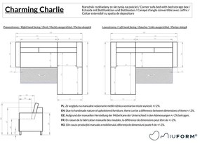Tmavě šedá rozkládací rohová pohovka (levý roh) Charming Charlie – Miuform