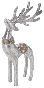 VÁNOČNÍ DEKORAČNÍ FIGURKA DEER 23CM STŘÍBRNÁ