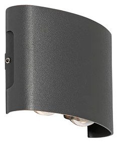 Venkovní nástěnné svítidlo tmavě šedé včetně LED 4svítivé IP54 - Silly