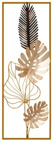 Nástěnná kovová dekorace Listy 32x90 cm zlatá