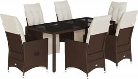 7dílný zahradní bistro set s poduškami hnědý polyratan 3276919