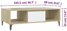 vidaXL Konferenční stolek bílý a dub sonoma 103,5x60x35 cm kompozit