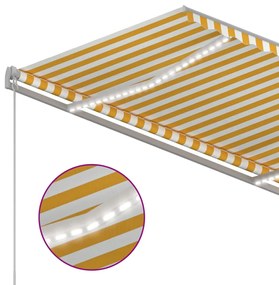 Automatická markýza LED a senzor větru 3,5 x 2,5 m žlutobílá,  3070133