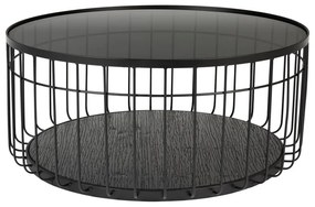 Černý kulatý konferenční stolek se skleněnou deskou 80x80 cm Lance – White Label