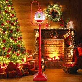 Costway Osvětlená vánoční pouliční lampa 173 cm červená vánoční lucerna