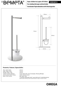 Bemeta Design OMEGA: Stojan s držákem toaletního papíru a WC štětkou -
