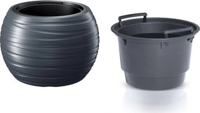 PRO Květináč kulatý s vkladem MAZE antracit 43,6cm