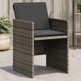 vidaXL Zahradní židle s poduškami 4 ks polyratan šedé [4007437]