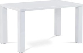 Jídelní stůl 120x80x76 cm, vysoký lesk – deska pro čtyři osoby bílá