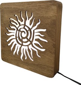 AMADEA Dřevěná lampička slunce, velikost 20 cm, s LED osvětlením s trafem na 12V