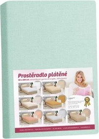 Bellatex Prostěradlo plátěné s gumou 90x200 cm mentol