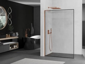 Mexen Kioto L, sprchová zástěna Walk-In 110 x 200 cm, 8mm čiré sklo černý vzor, ​​růžové zlato profil, 800-110-103-60-70