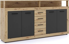 Komoda Luna 190 cm dub Artisan/černá