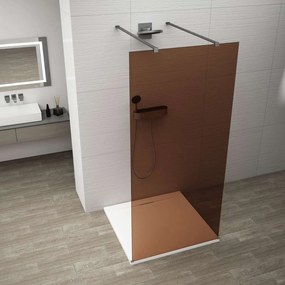 Polysan Esca - Sprchová stěna Walk-In 100x210 cm, Antidrop, sklo Marron/gun metal ES1510-12