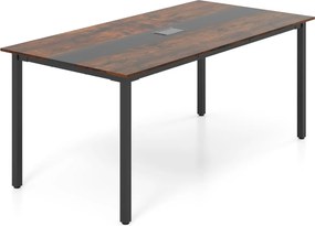 Costway Konferenční stůl pro 8-10 osob obdélníkový – 180 × 90 cm, hnědý