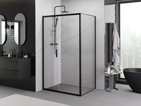 Mexen Exo, posuvná sprchová kabina, dveře 95 cm + boční stěna 75 cm, transparentní sklo, černá, 8153-095-075-70-00
