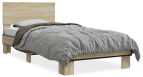 Rám postele dub sonoma 75 x 190 cm kompozitní dřevo a kov - Default Title