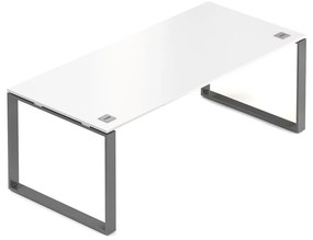 Stůl Creator 200 x 90 cm, grafitová podnož, 2 nohy, bílá